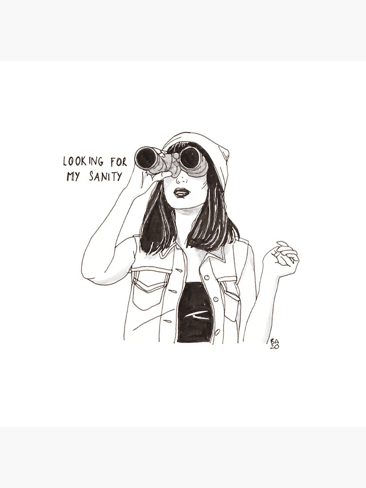 "Looking For My Sanity Female Illustration" Sticker for Sale by ...