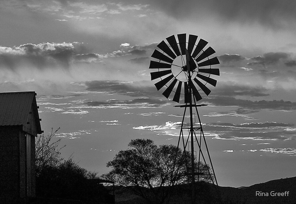 "Windpomp + water = Lewe op die Plaas!" by Rina Greeff | Redbubble