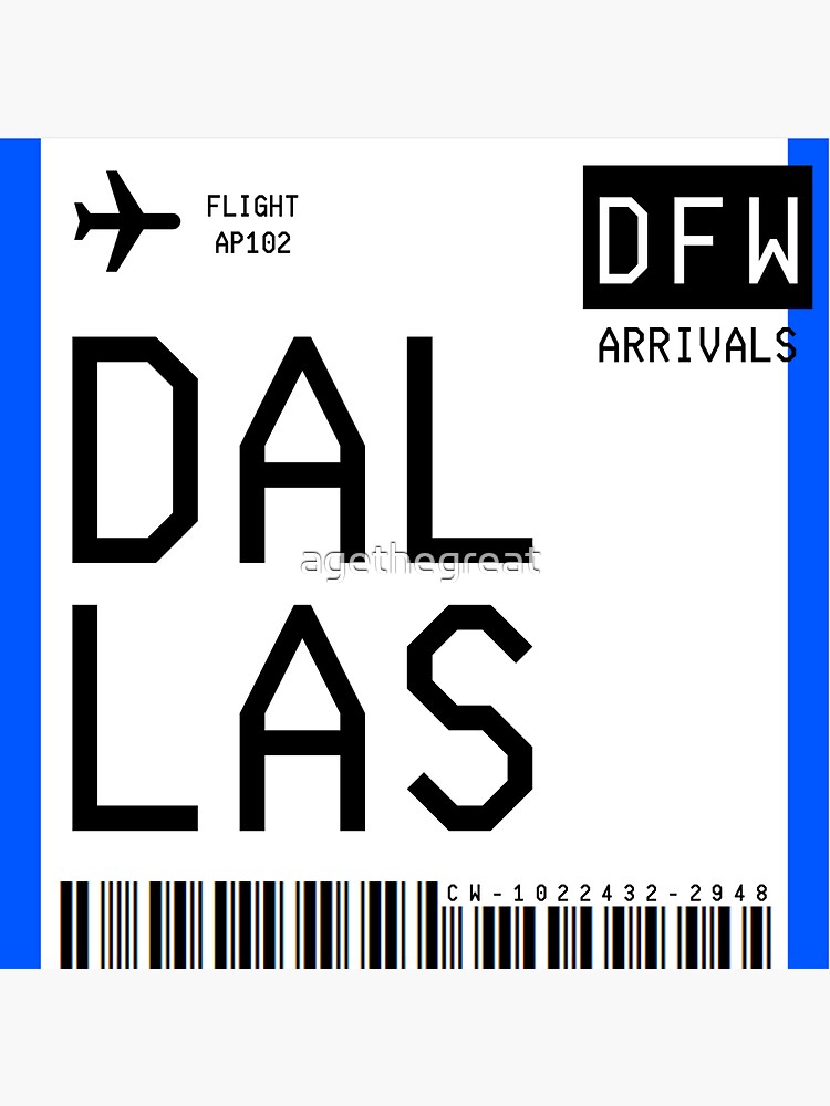 "Dallas Mini Boarding Pass" Sticker for Sale by agethegreat | Redbubble