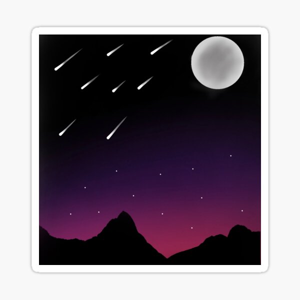"Meteor shower under the moon" Sticker for Sale by Volkros | Redbubble