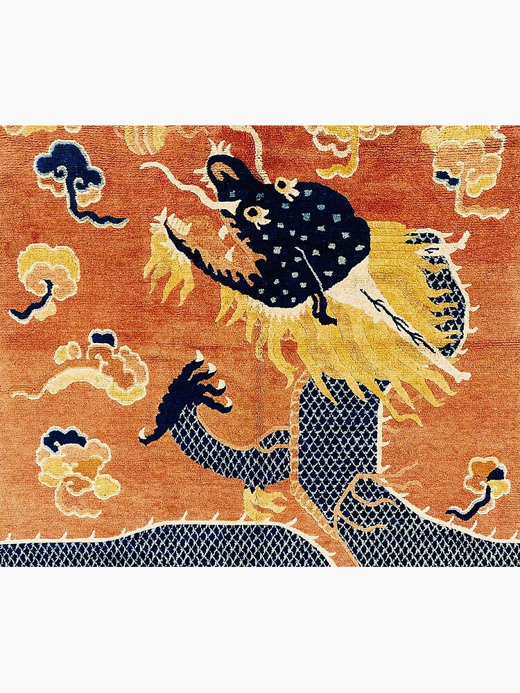 "Ningxia Blue Dragon Chinese Pillar Antique Rug Print" Shower Curtain ...