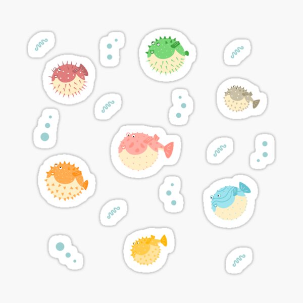 "Colorful Puffer Fish" Sticker by Lulupainting | Redbubble