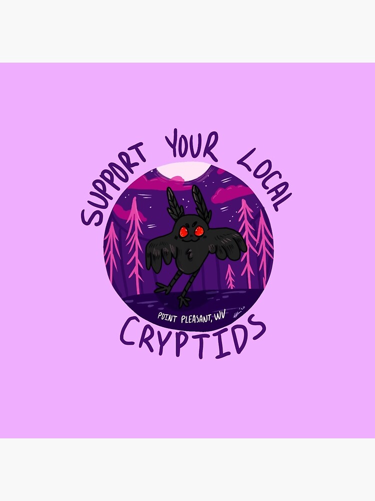 "Support Your Local Cryptids- Mothman" Pin for Sale by fruitbat55 ...
