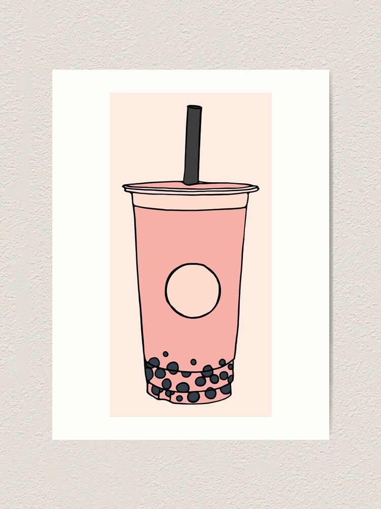 "Pink Boba Bubble Tea Drink" Art Print for Sale by murialbezanson ...