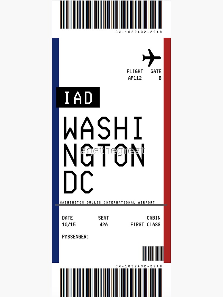 Washington Dc Boarding Pass Sticker For Sale By Agethegreat Redbubble