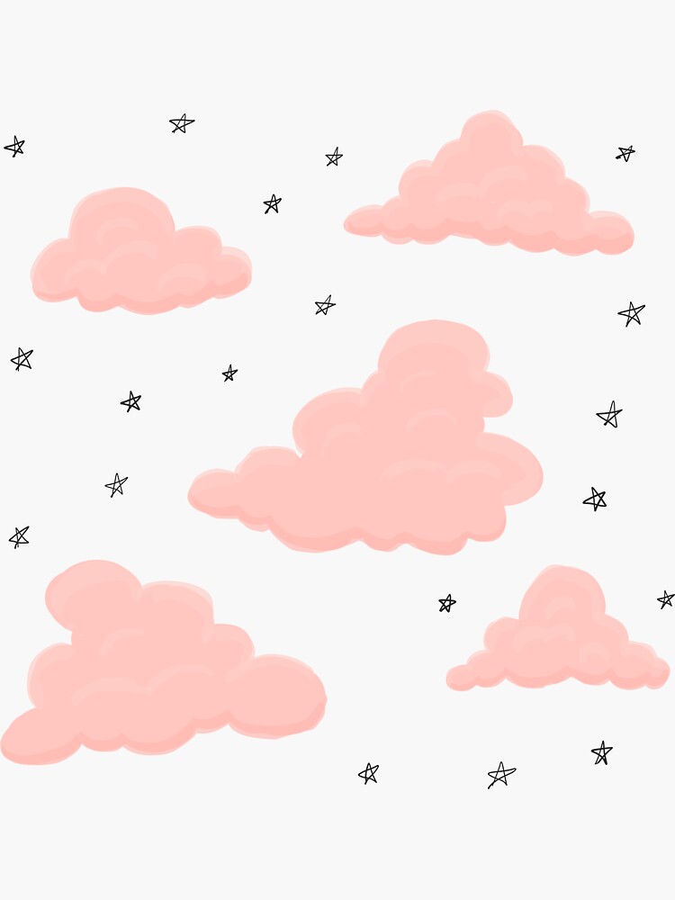 "Pink clouds with stars pack" Sticker by ashipatel | Redbubble