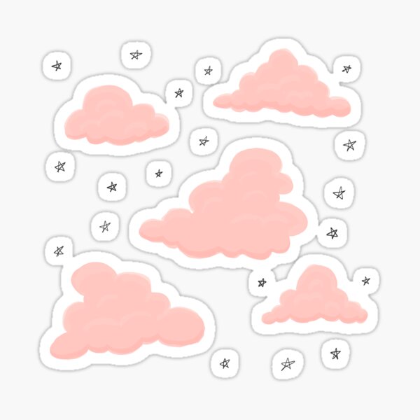 "Pink clouds with stars pack" Sticker by ashipatel | Redbubble