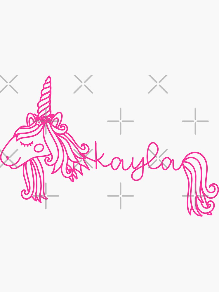 "Kayla Pink Unicorn Personalized Girl Name" Sticker by JaneApril ...