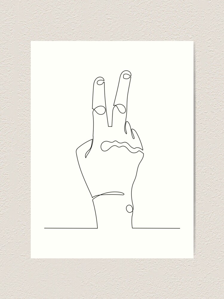 "continuous line drawing of index and middle finger." Art Print for ...
