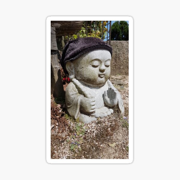 " Jizô Buddha in purple cap" Sticker for Sale by Raspberry-Cat | Redbubble