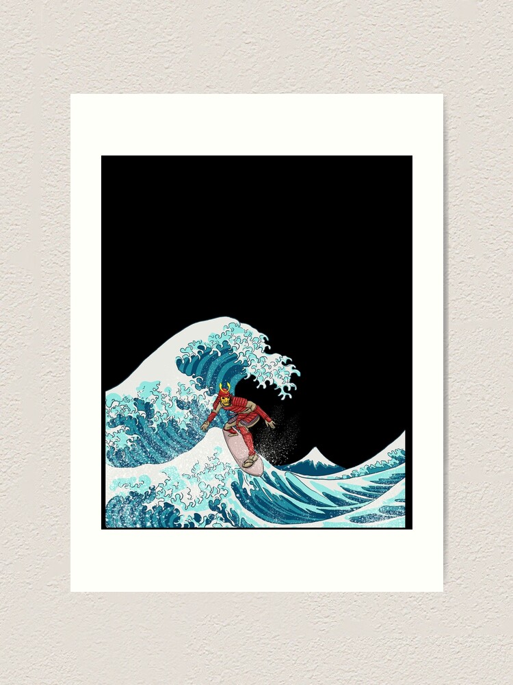 "Samurai Surfs Great Wave of Kanagawa" Art Print by ugbk-tshirts ...