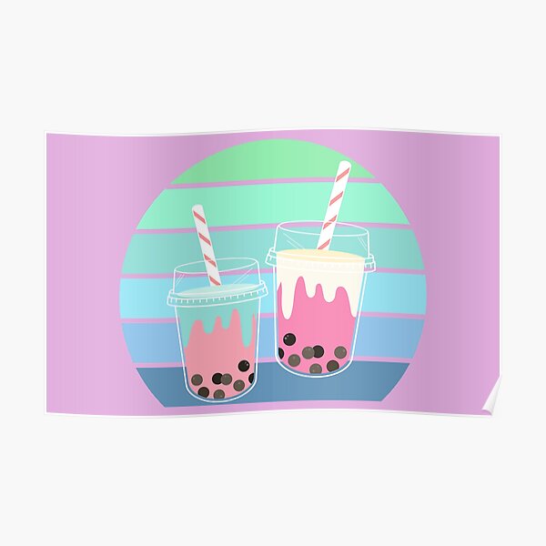 "Bubble Tea Boba Sunset Retro" Poster by playloud | Redbubble
