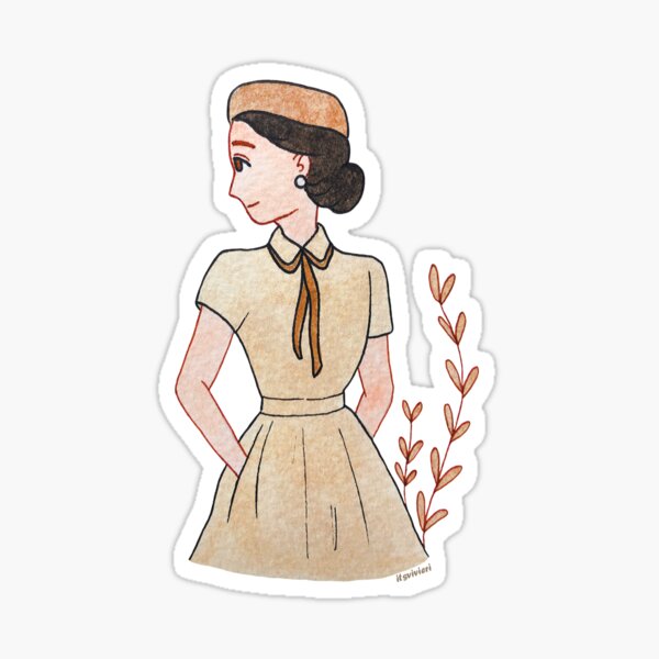 "Watercolor The 50's Fashion Lady" Sticker by itsvivieriart | Redbubble