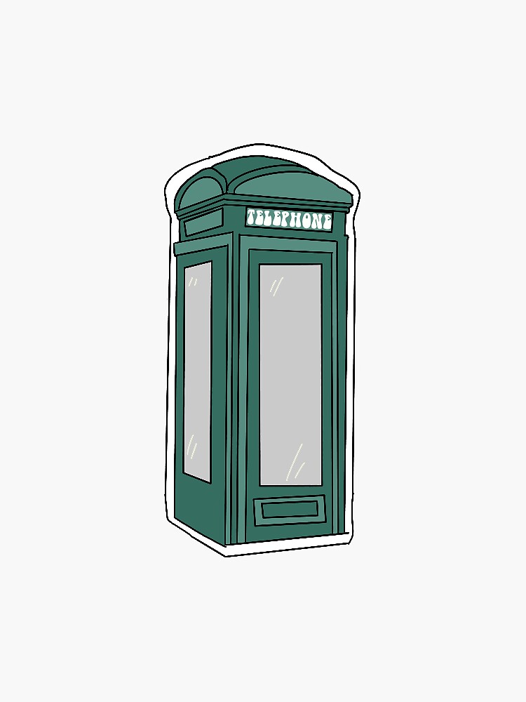 "teal telephone booth" Sticker by virtual-vintage | Redbubble