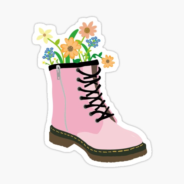 "Cute Boot with Flowers" Sticker for Sale by CaitlinMacG | Redbubble
