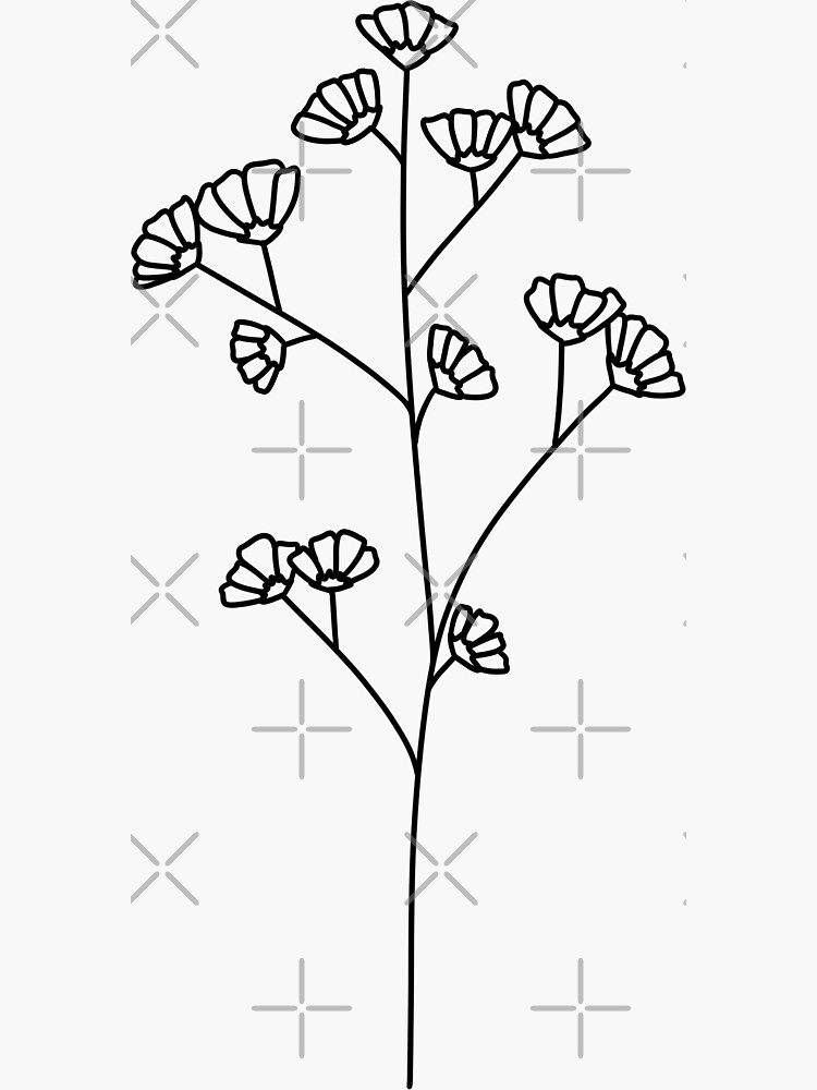 "Botanical Flower Bud Line Art" Sticker by EmilianThings | Redbubble
