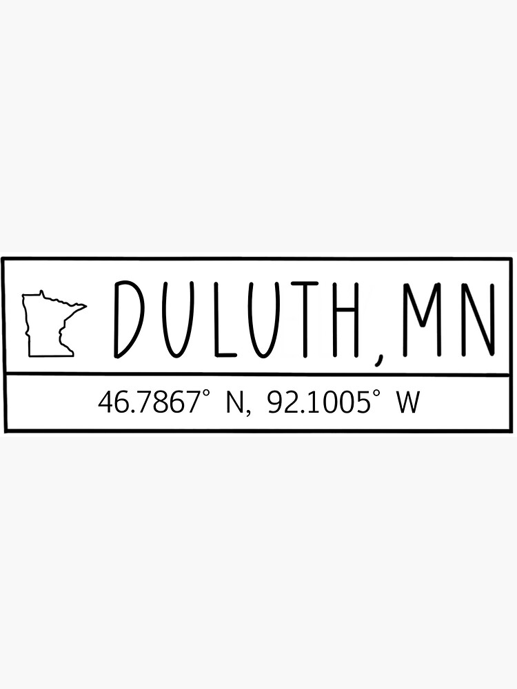 "Duluth Minnesota Coordinates Emblem" Sticker for Sale by Outtahere23 ...