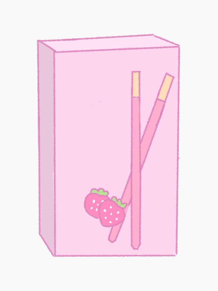 "soft pink strawberry flavored pocky" Sticker for Sale by Likacampbell1 ...