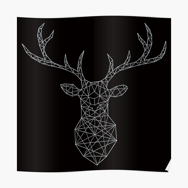 "Geometric Stag - White Wire" Poster for Sale by Tims-Crafts | Redbubble