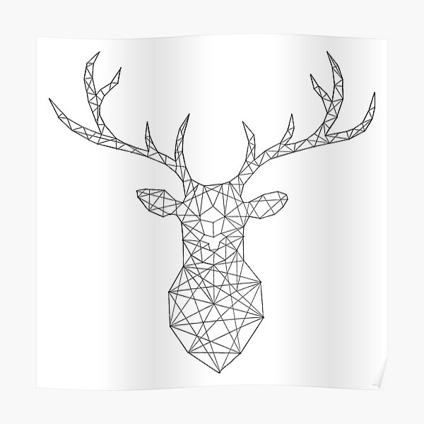 "Geometric Stag - Black Wire" Poster for Sale by Tims-Crafts | Redbubble