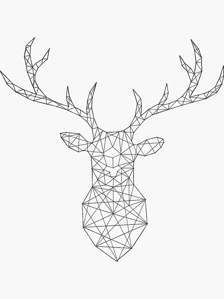 "Geometric Stag - Black Wire" Sticker for Sale by Tims-Crafts | Redbubble