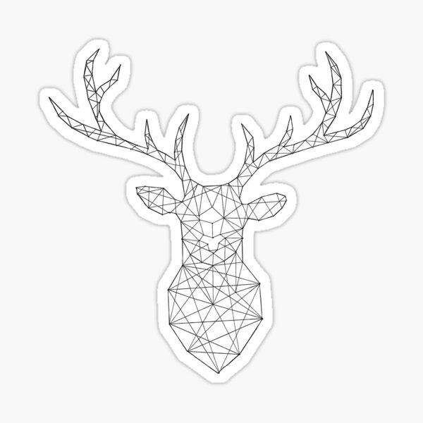 "Geometric Stag - Black Wire" Sticker for Sale by Tims-Crafts | Redbubble