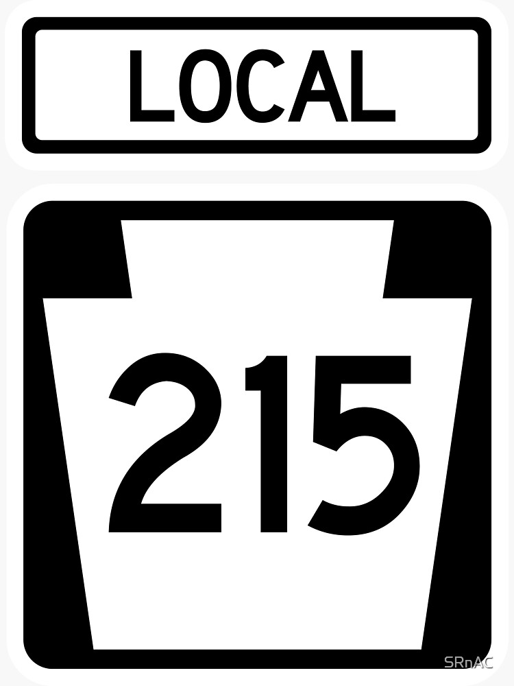 "Pennsylvania State Route 215 (Area Code 215)" Sticker by SRnAC | Redbubble