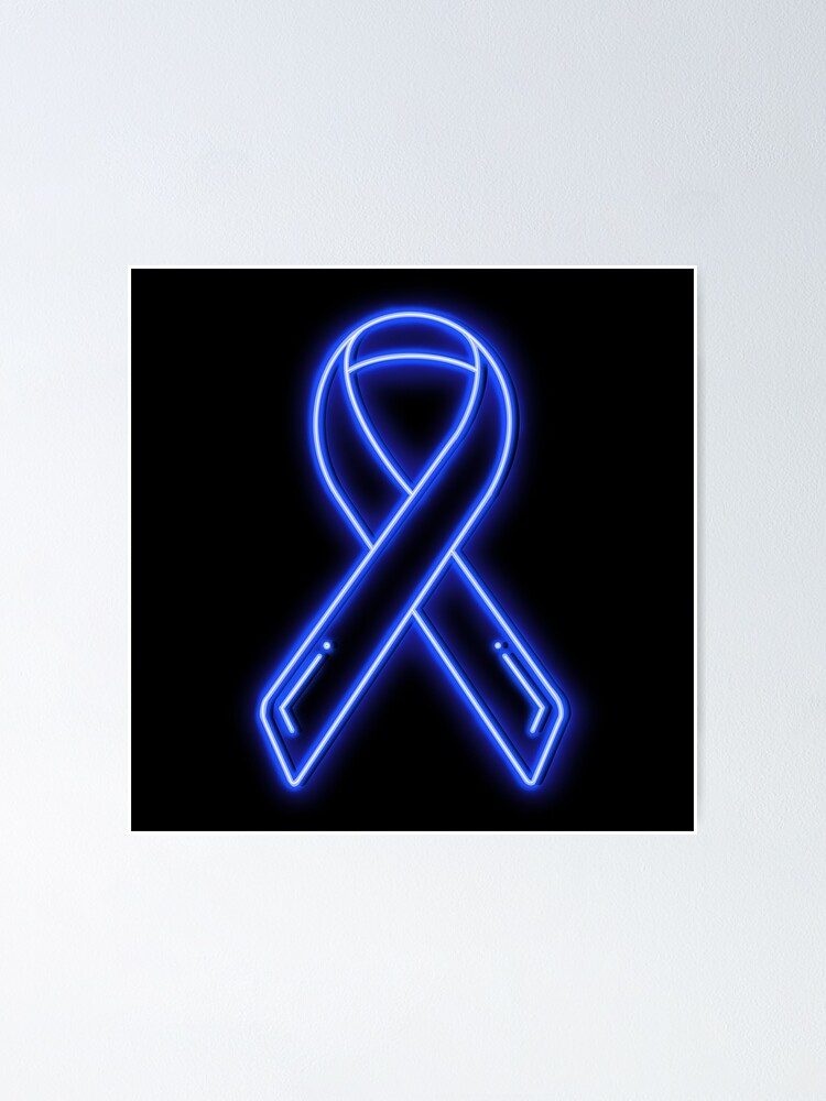 "Royal Blue Neon Awareness Ribbon" Poster by ElleHazlett | Redbubble