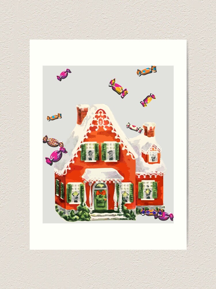 "retro candy gingerbread house ugly Christmas Sweater" Art Print for ...