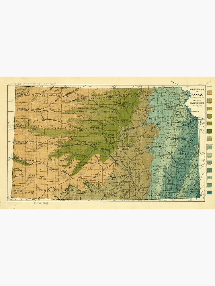 Vintage Geological Map of Kansas (1908) Premium Matte Vertical Poster ...