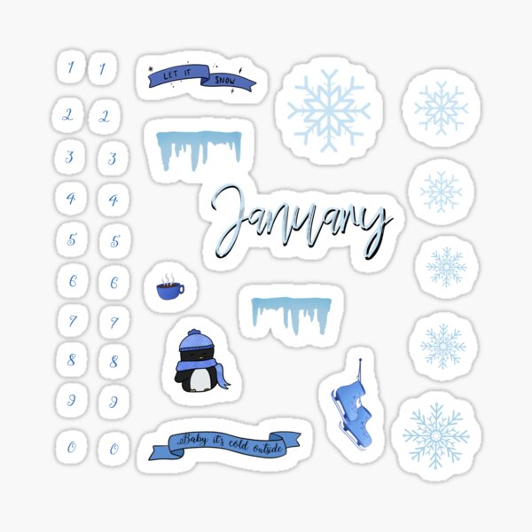 Pegatina «Enero / invierno tema Stickers Pack Bullet Journal» de ...