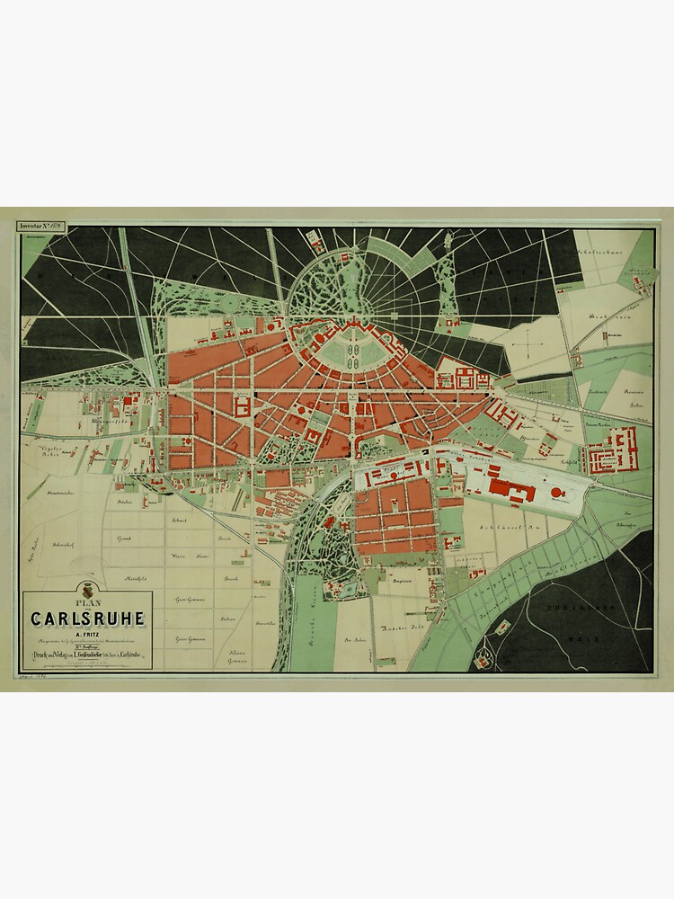 "Vintage Karlsruhe Germany Map (1876)" Sticker for Sale by BravuraMedia ...