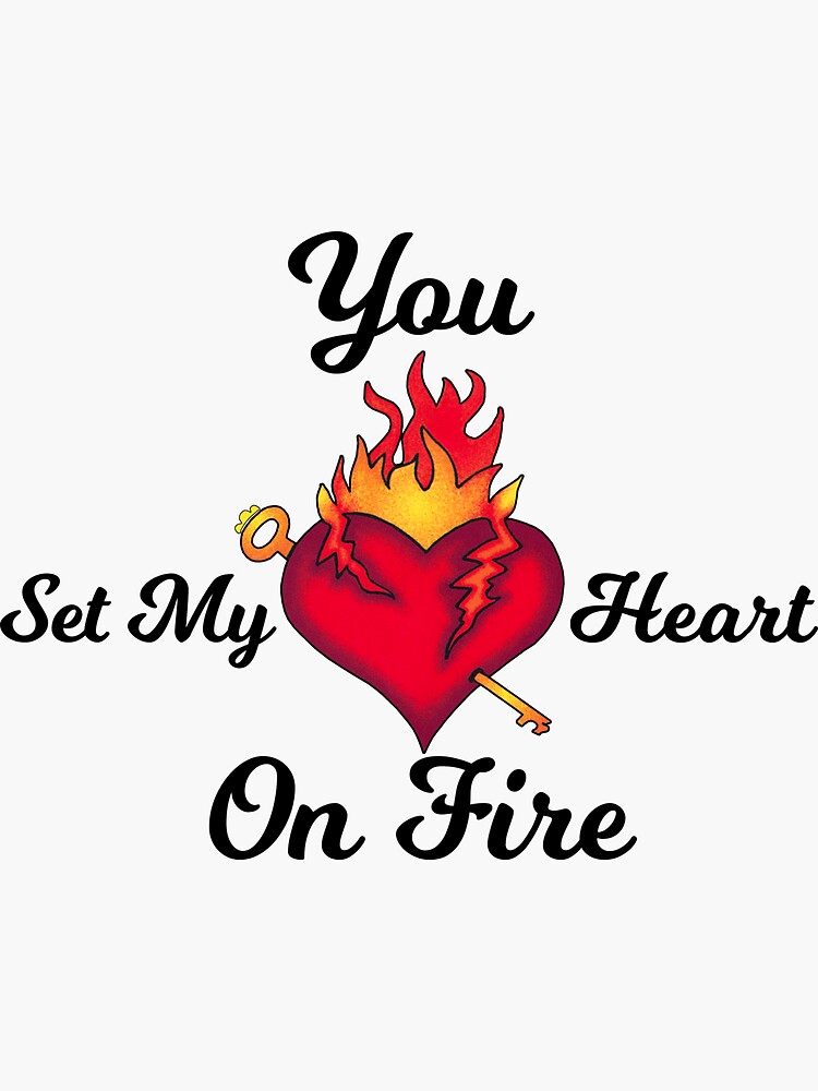 "Lover You Set My Heart On Fire Vintage Retro Tattoo" Sticker for Sale ...