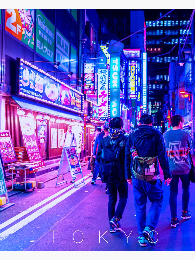 "Neon city arcade in futuristic Tokyo Japan " Sticker by MayoTees ...