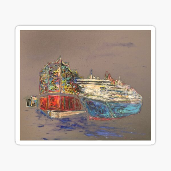 "Elbphilharmonie and Queen Mary" Sticker by QueenMalerin | Redbubble