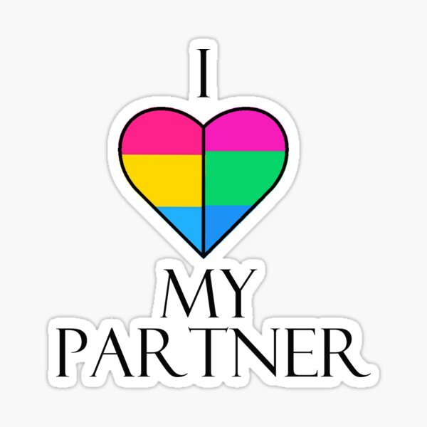 "I Love My Partner - Pan & Poly Pride Flags" Sticker by Sleeping-Satan ...