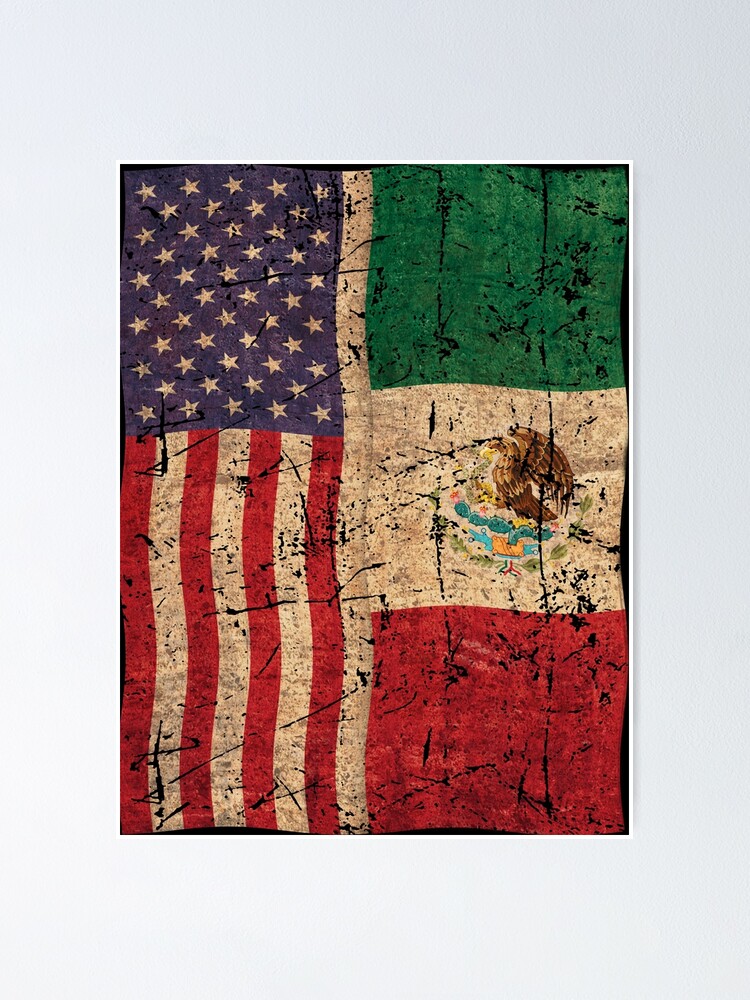 Póster «Bandera de EE. UU. Y bandera de México, regalo patriótico de ...