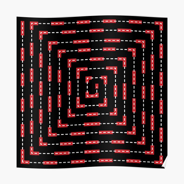 "Square Bullseye Pattern no.1 Black with Red Dash and White Dotted line ...