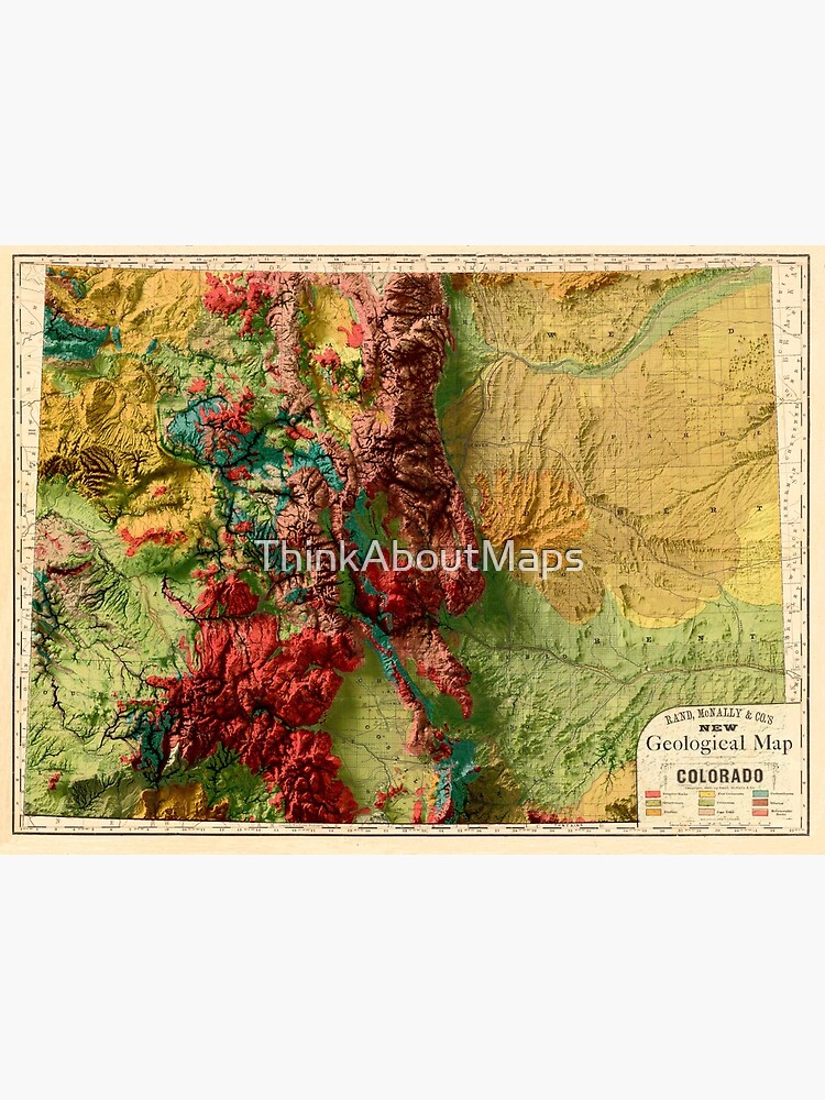 "1880 Geological map of Colorado digitally-rendered" Photographic Print ...