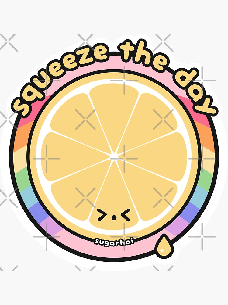 "Funny Lemon Pun - Squeeze the Day" Sticker by sugarhai | Redbubble