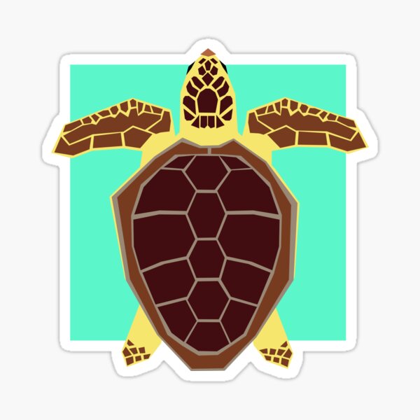 "Loggerhead Sea Turtle Geometric Art with Background Square" Sticker ...
