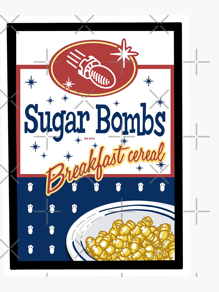 "Sugar Bombs Cereal" Sticker for Sale by QuantumQueen | Redbubble