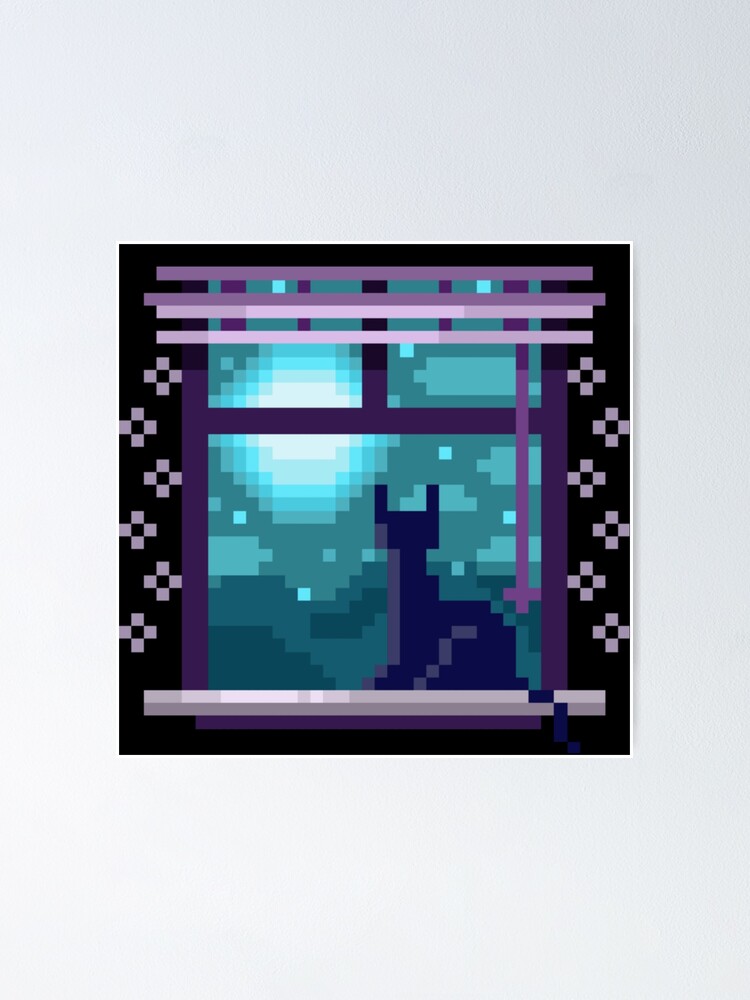 Póster «Gato negro pixelado sentado en una ventana» de HopeDetour ...