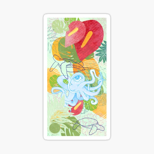 "Tropical Octopus" Sticker by BozSchurr | Redbubble