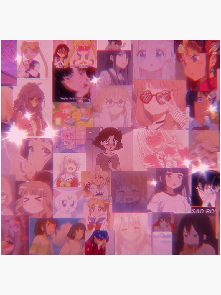 "Anime girl collage" Sticker for Sale by Dinomollz | Redbubble