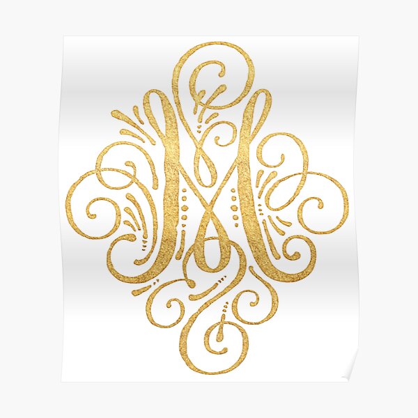 "Golden Monogram Letter M" Poster for Sale by junkydotcom | Redbubble