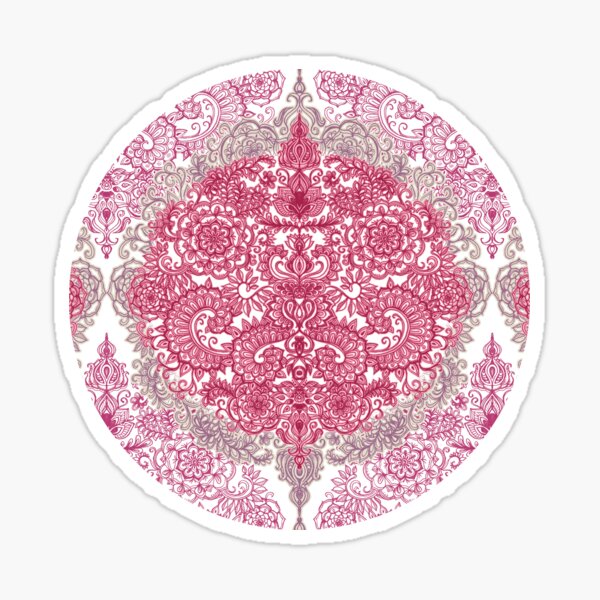 "Happy Place Doodle in Berry Pink, Cream & Mauve" Sticker by micklyn ...