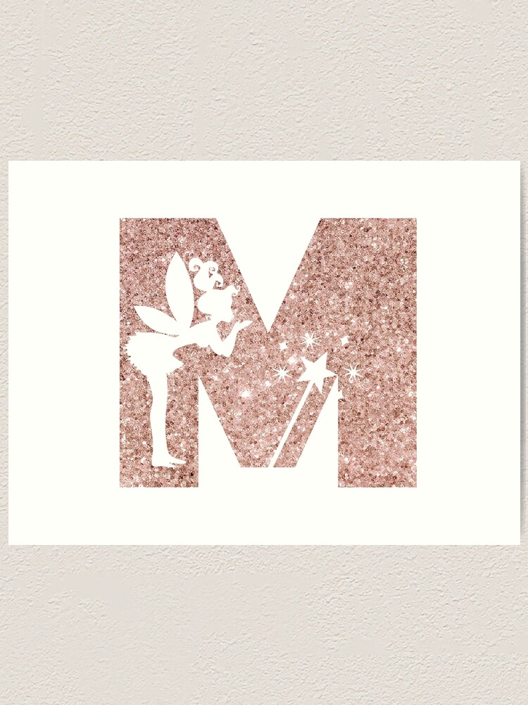 "Letter M Rose Gold Glitter Fairy Monogram" Art Print by JaneApril ...