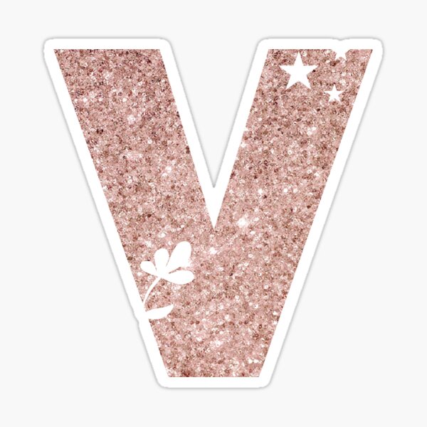 Pegatina «Monograma de hadas de brillo de oro rosa de letra V» de ...