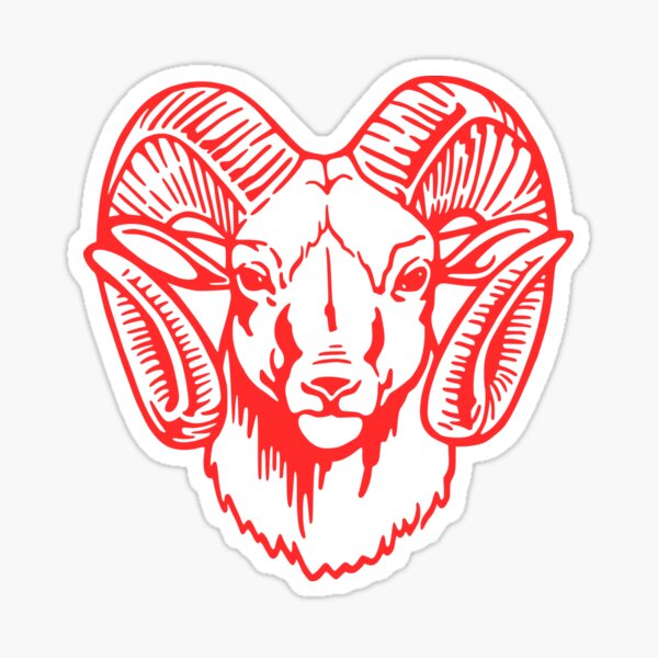 "Mascot Head of a Ram (Drawing - Illustration) Red Orange" Sticker by ...